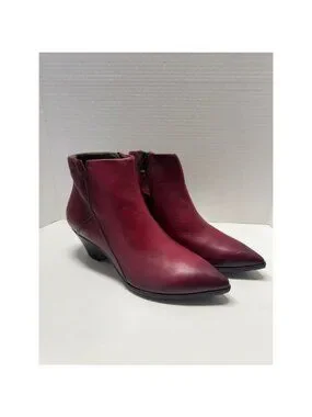 Miz Mooz | Shoes | Miz Mooz Red Leather Pointed Toe Ankle Boots Side ...